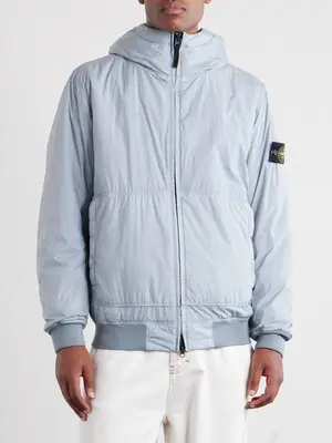 Stone Island Logo-appliquéd Garment-dyed Crinkled Shell Hooded Jacket