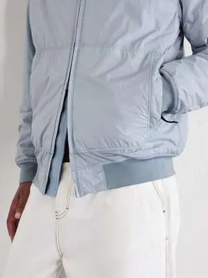 Stone Island Logo-appliquéd Padded Garment-dyed Crinkled-shell Hooded Jacket