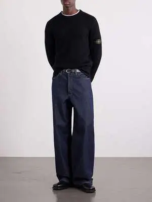 Stone Island Logo-appliquéd Ribbed Virgin Wool Sweater