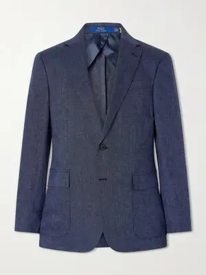 Polo Ralph Lauren Linen And Wool-blend Blazer - Blue