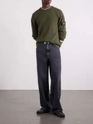 Stone Island Logo-appliquéd Ribbed Cotton Sweater