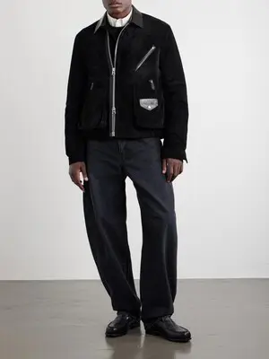 Sacai Leather-trimmed Suede Jacket