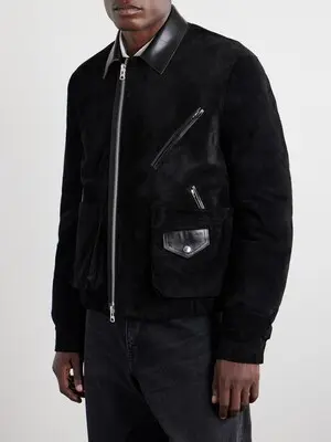 Sacai Leather-trimmed Suede Jacket