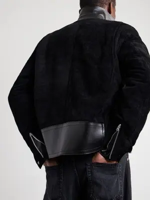 Sacai Leather-trimmed Suede Jacket