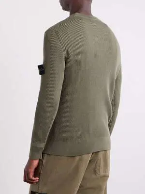Stone Island Logo-appliquéd Ribbed Cotton-blend Sweater