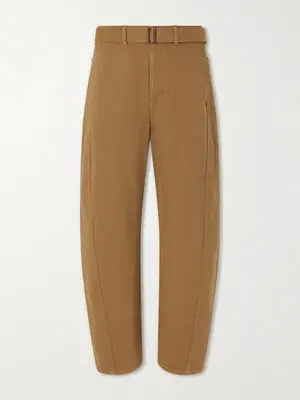 LEMAIRE Straight-leg Belted Cotton-twill Trousers