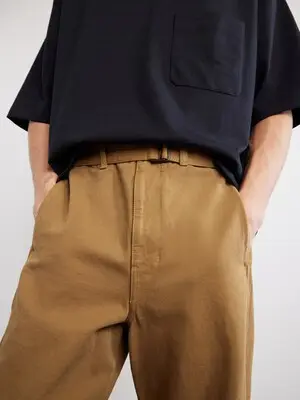 LEMAIRE Straight-leg Belted Cotton-twill Trousers
