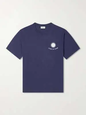 Frescobol Carioca Dinis Clube De Praia Printed Cotton And Linen-blend Jersey T-shirt - Navy