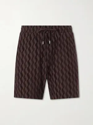 Frescobol Carioca Augusto Cotton And Linen-blend Jacquard Terry Shorts - Brown