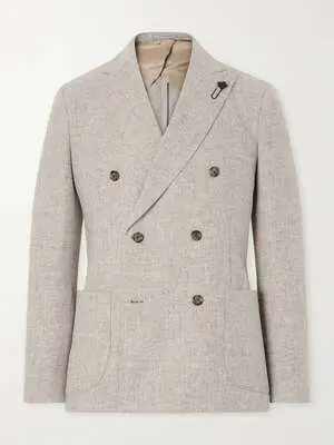 LARDINI Wool Canvas Blazer - Beige