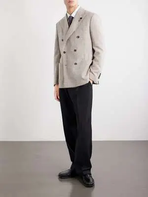 LARDINI Wool Canvas Blazer - Beige