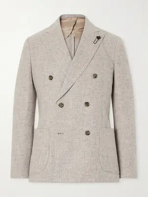 LARDINI Wool Canvas Blazer - Neutrals