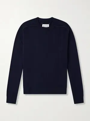 MAISON MARGIELA Knitted Wool Sweater - Blue
