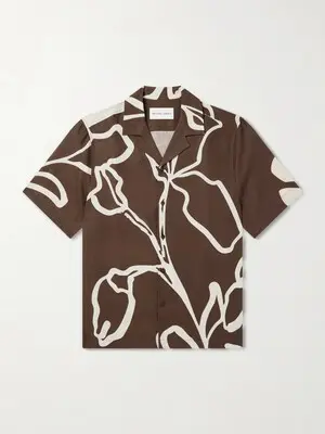 Frescobol Carioca Roberto Floral-print Linen Shirt - Brown