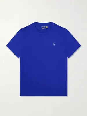 Polo Ralph Lauren Logo-embroidered Cotton-jersey T-shirt - Blue