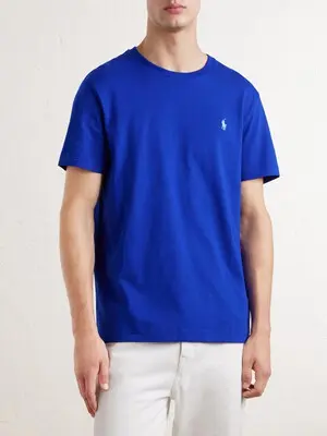Polo Ralph Lauren Logo-embroidered Cotton-jersey T-shirt - Blue