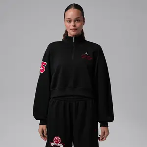 JORDAN Brooklyn Fleece Cropped 1/4-zip Top - Black