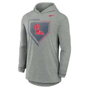 Nike Ole Miss Rebels College Baseball Long-sleeve Hooded T-shirt - Grey