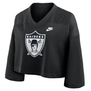 Nike Las Vegas Raiders Rewind Fashion Cropped Dri-fit Jersey - Black