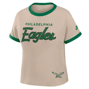 Nike Philadelphia Eagles Rewind Ringer Mod Cropped T-shirt - Brown