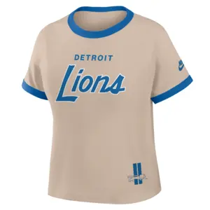 Nike Detroit Lions Rewind Ringer Cropped T-shirt - Brown