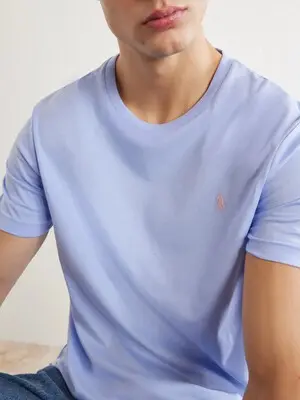Polo Ralph Lauren Logo-embroidered Cotton-jersey T-shirt - Blue