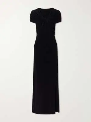 Tove Rama Gathered Jersey Maxi Dress - Black