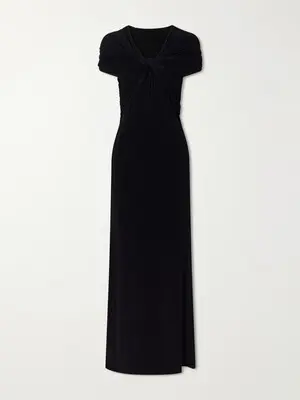 Tove Rama Gathered Jersey Maxi Dress - Black