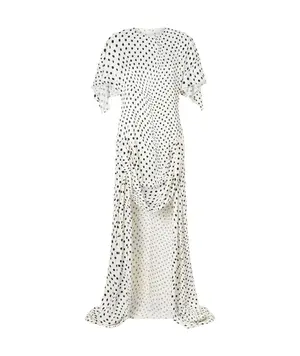 Stella McCartney Asymmetrical Polka Dot Satin Midi Dress - White