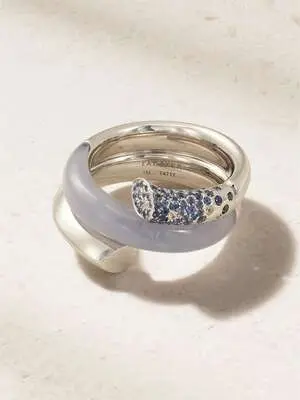 TABAYER 18-karat White Sapphire And Chalcedony Ring