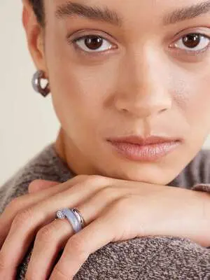 TABAYER 18-karat White Sapphire And Chalcedony Ring
