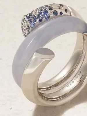 TABAYER 18-karat White Sapphire And Chalcedony Ring