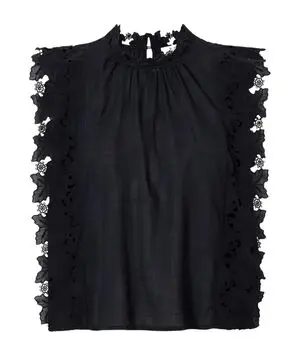 Sea Eleannora Lace-trimmed Cotton Tank - Black