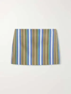 THE FRANKIE SHOP Hera Striped Cotton-poplin Mini Skirt - Blue