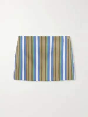 THE FRANKIE SHOP Hera Striped Cotton-poplin Mini Skirt - Blue