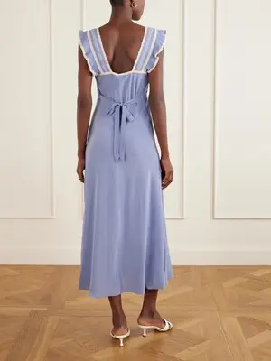 Rixo Bailee Midi Dress With Crochet Trim