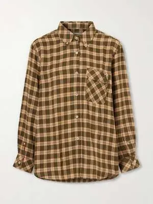 WALES BONNER Ritual Checked Flannel Shirt - Brown