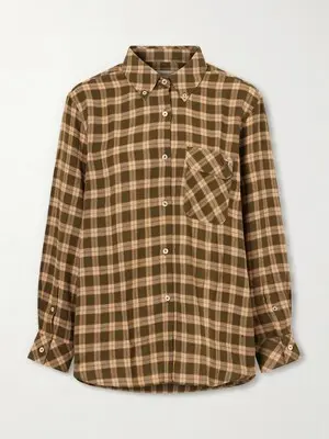 WALES BONNER Ritual Checked Flannel Shirt - Brown