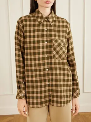 WALES BONNER Ritual Checked Flannel Shirt - Brown