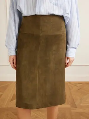 Proenza Schouler Suede Midi Skirt - Green