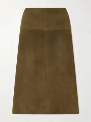 Proenza Schouler Irine' Suede Midi Skirt - Green