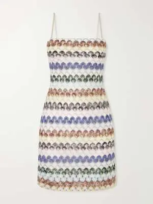 Missoni Striped Metallic Crochet-knit Mini Dress - Multi