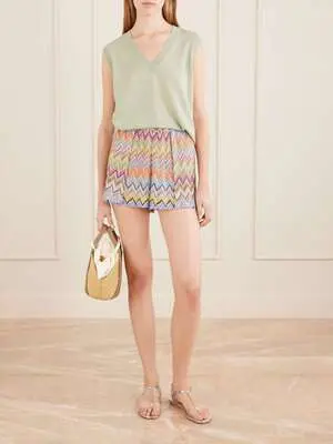 Missoni Striped Metallic Crochet-knit Shorts