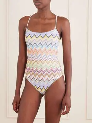 Missoni Striped Crochet-knit Swimsuit