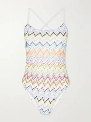 Missoni Crochet-knit Striped Swimsuit - Multi