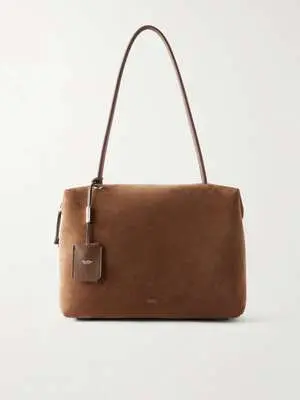 Max Mara Leather-trimmed Suede Shoulder Bag - Brown