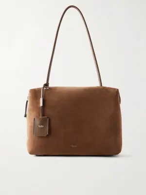 Max Mara Suede Shoulder Bag With Leather Trim - Brown