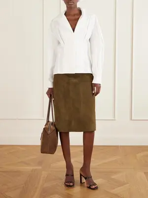 Max Mara Suede Shoulder Bag With Leather Trim