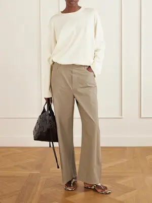 LESET Kyoto Cotton-poplin Wide-leg Pants - Green