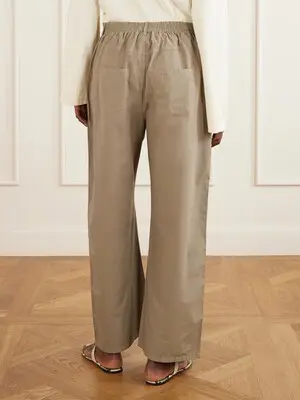 LESET Kyoto Cotton-poplin Wide-leg Pants - Green